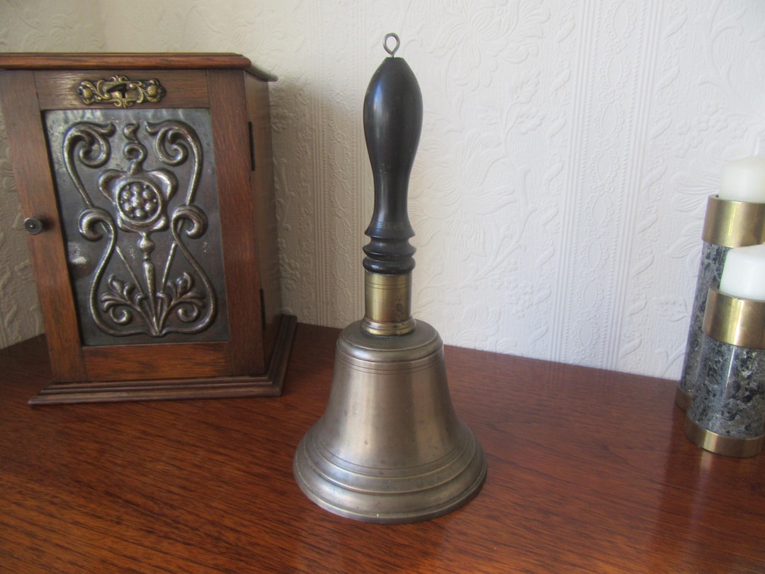 Antique/vintage C1930s Bronze and Ebony Bell. Handheld Old School Bell ...