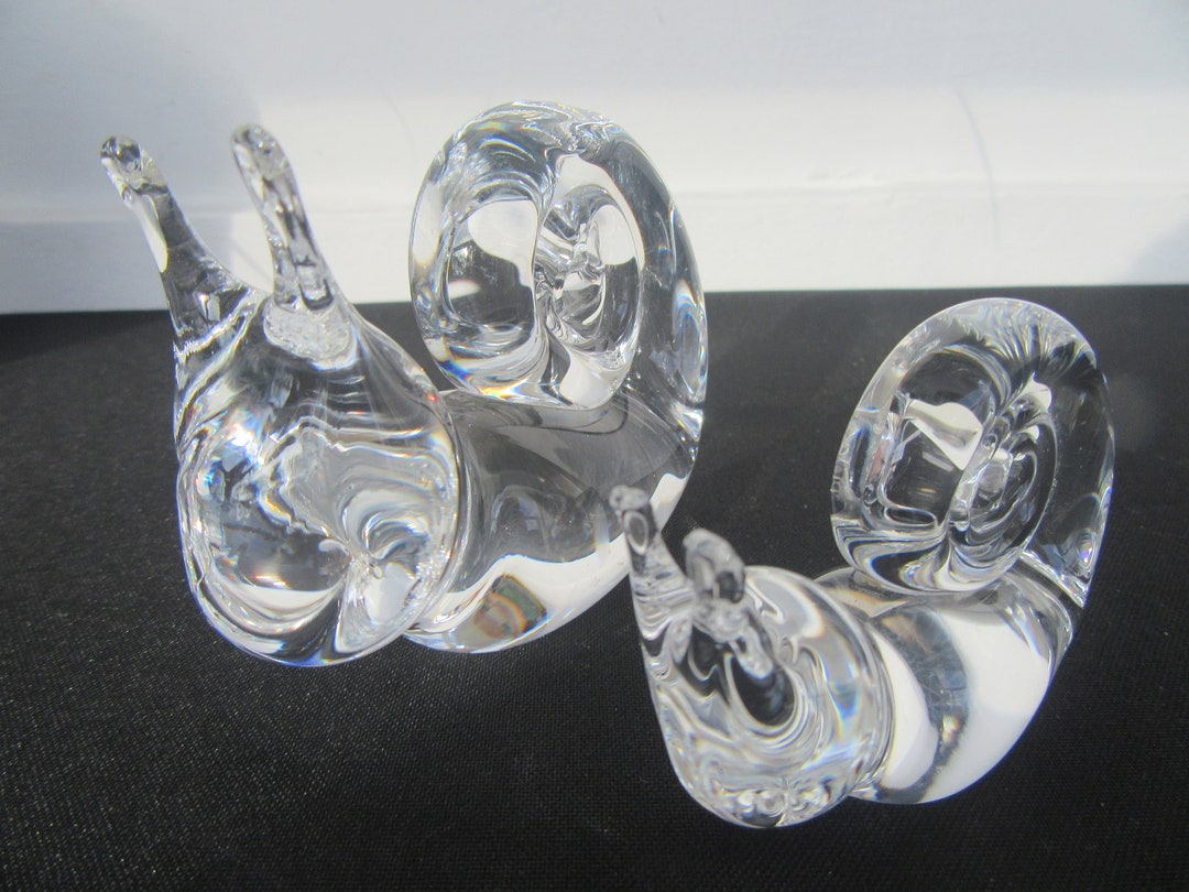 Vintage Crystal Glass Snails.set of 2 Art Glass Display/collectible ...