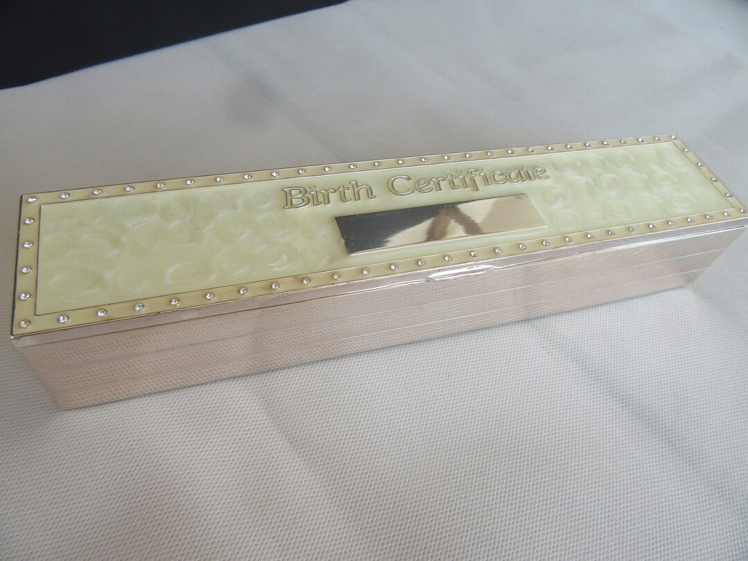 Vintage Silver Plated Birth Certificate Holder, Storage Box,christening ...