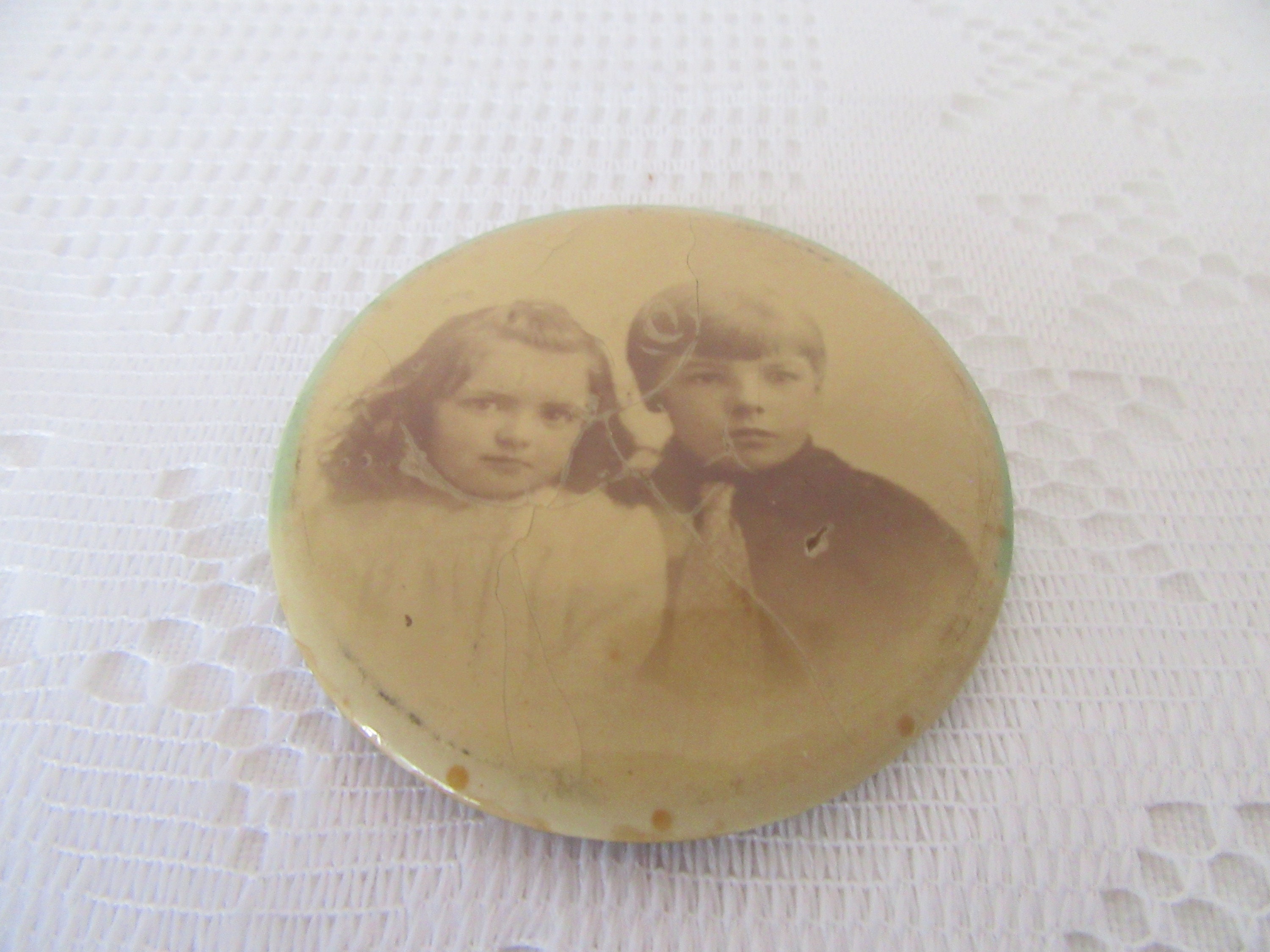 Rare Antique/vintage Pocket Mirror Photo, Bevelled Glass Mirror Backed ...