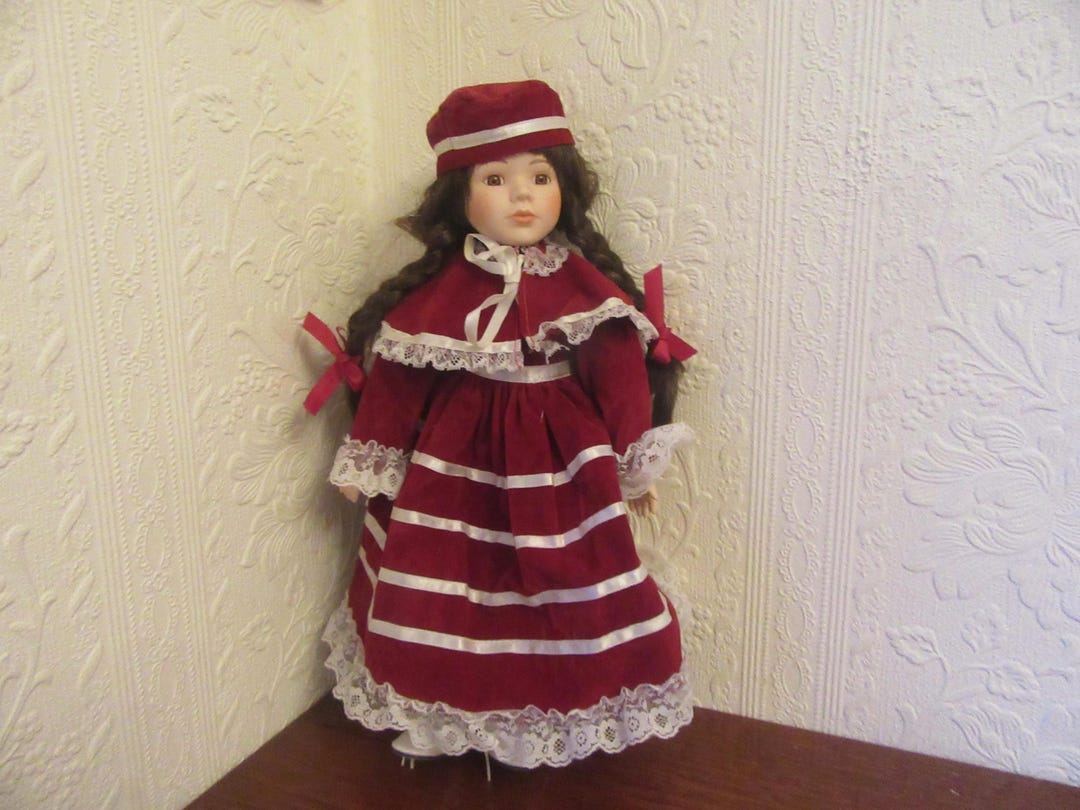 Classique Collection "laura" Porcelain Doll. Red Velvet Clothes. Lau ...