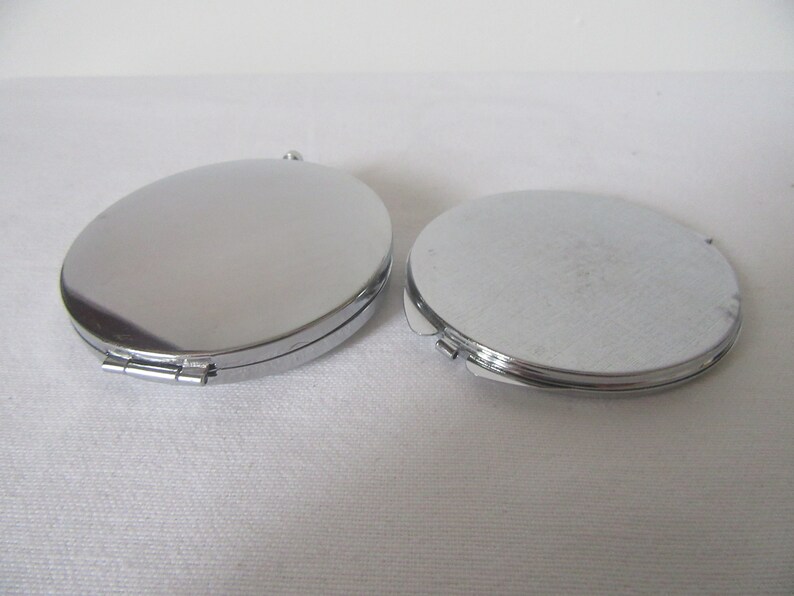 Set of 2 Double Mirror Compacts.angel and Butterfly.silvertone Metal ...