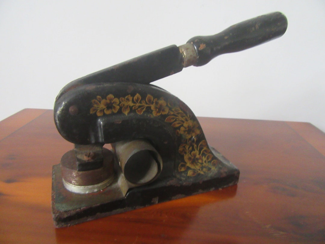 Antique EZI-SPAN Pat No 411697 Cast Iron Embossing Paper Stamp,press ...