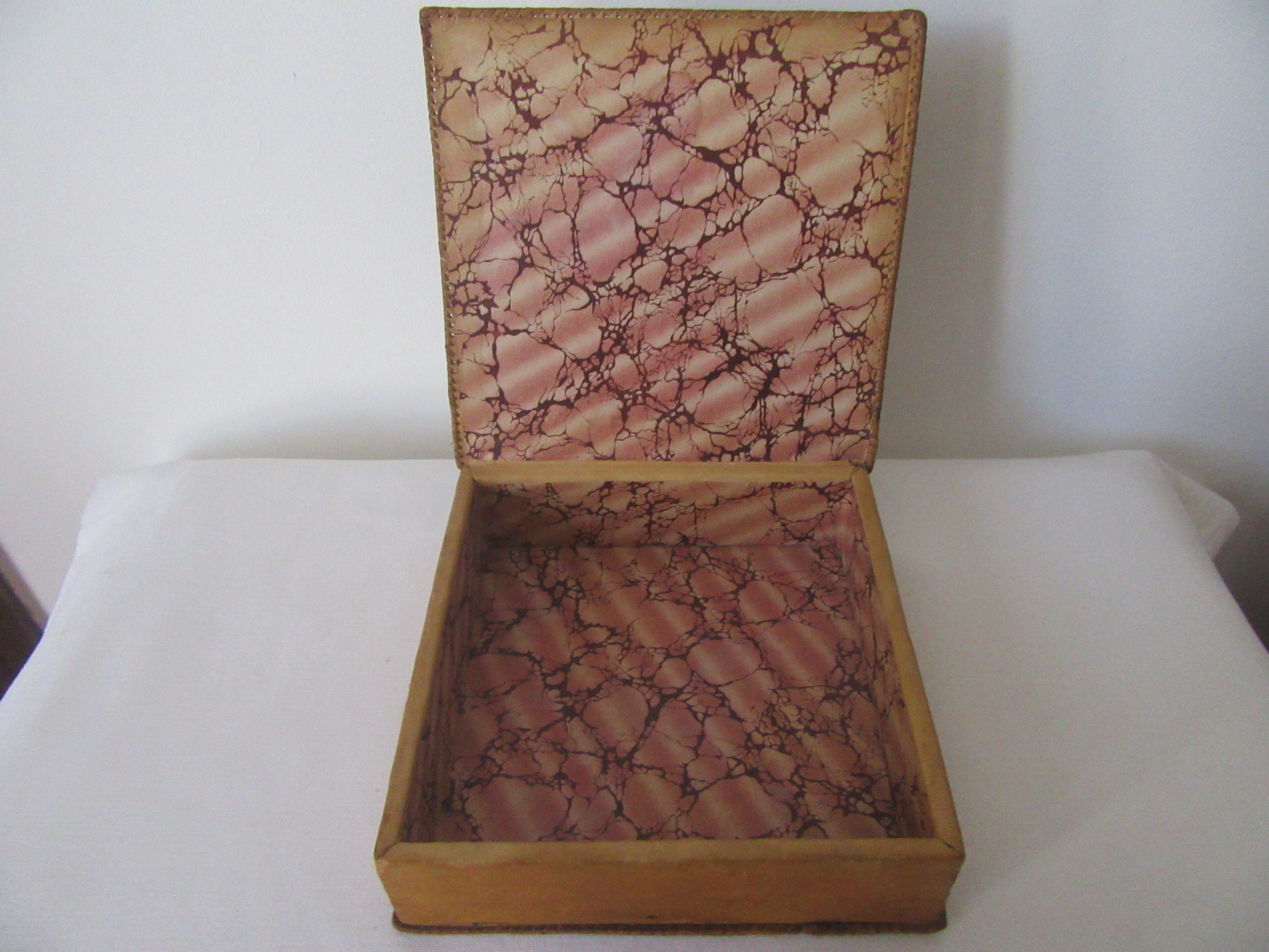 Rare Handmade Vintage Tooled Leather Square Box.eastern Scene - Etsy