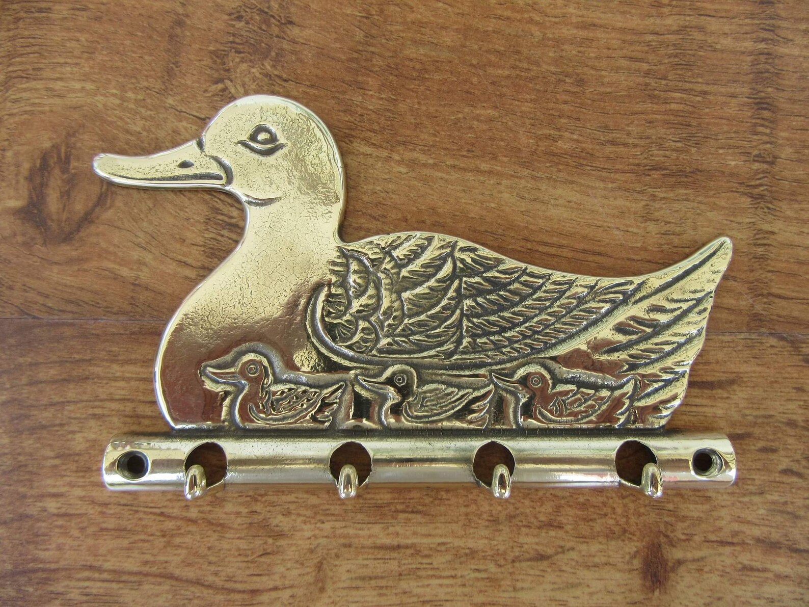 Vintage Solid brass keyholder Duck and Ducklings4 | Etsy