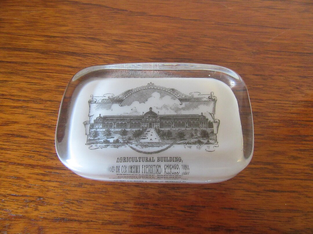 Vintage Glass Paperweight. Chicago Worlds Fair 1893 Souvenir. Libbey ...