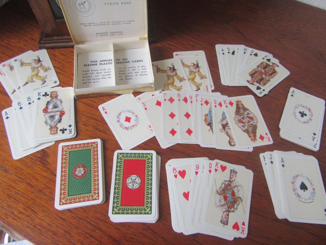 Tudor Rose Playing Cards Boxed. 8 Complete Decks and 6 Jokers. 4 Grren ...