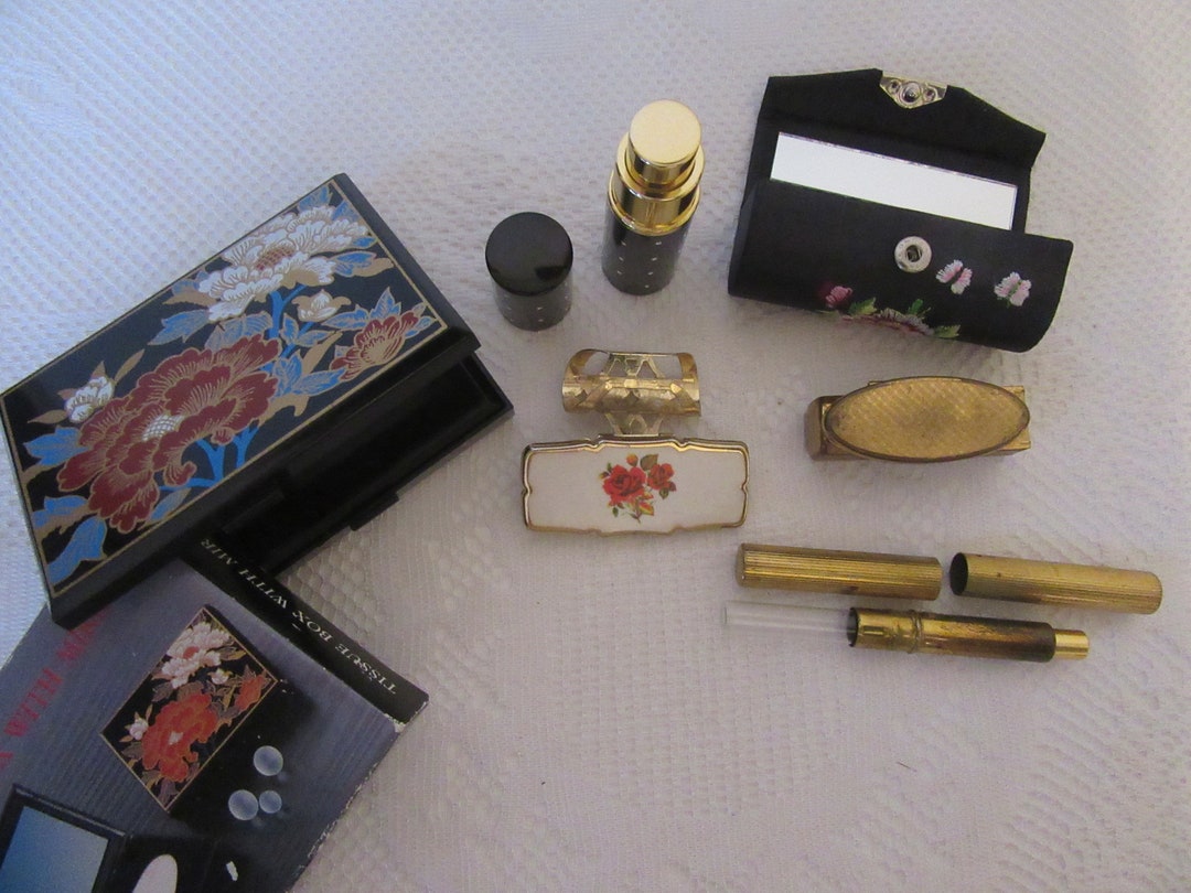 Vintage Vanity Collection. Tissue Box.perfume Sprays Empty,lipstick ...