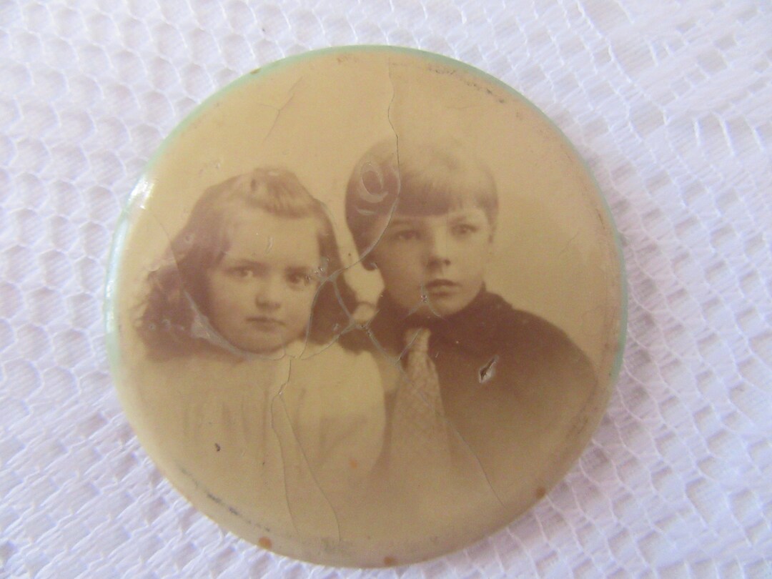 Rare Antique/vintage Pocket Mirror Photo, Bevelled Glass Mirror Backed ...