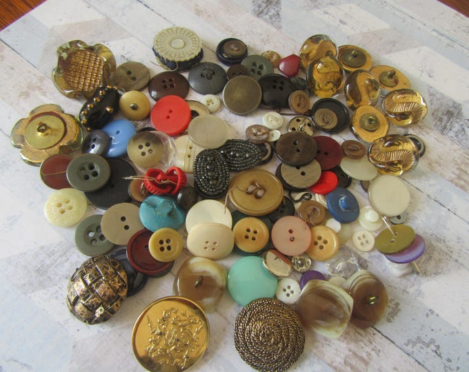 Vintage Assortment of Buttons. Project, Crafting Odd Buttons. Some With ...