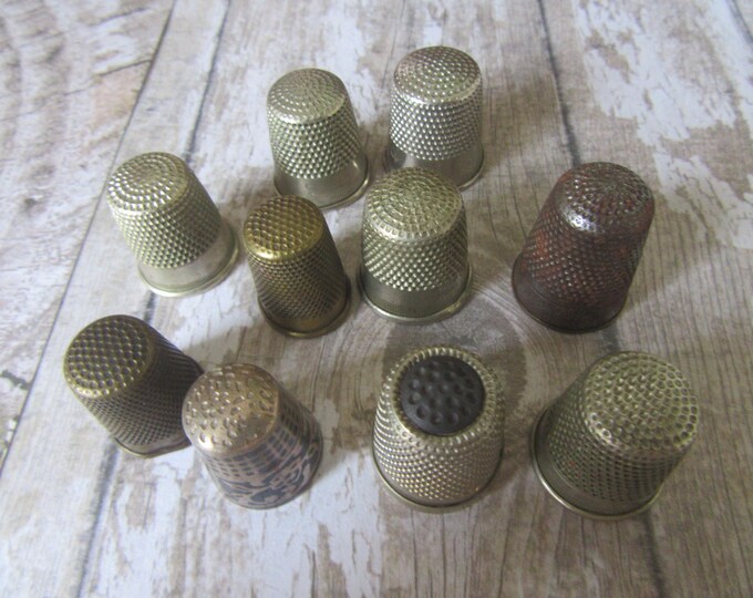 Collection of 10 Vintage Thimbles. Including Solid Nickel Silver ...