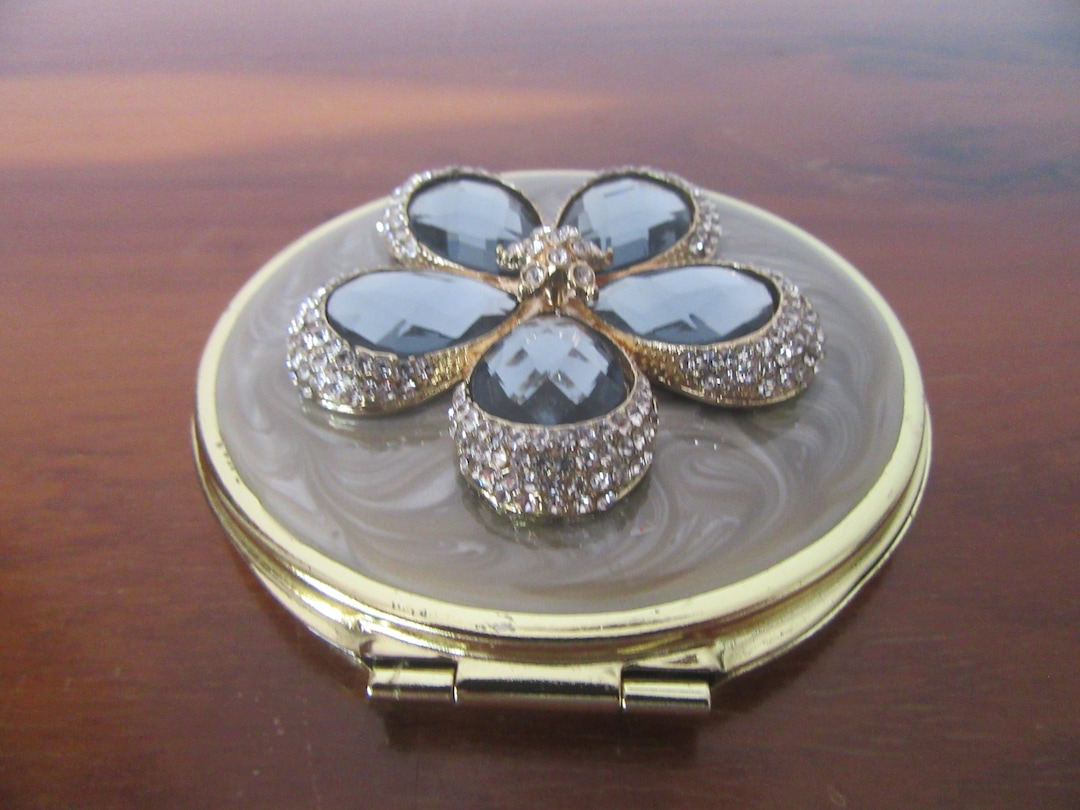 Enamel Effect Swarovski Crystal Stones Compact Mirror,handbag,pocket ...
