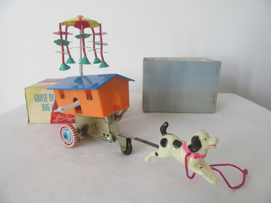 Rare Vintage Goose Driving Dog Cart,collectible Childs Mechanical ...
