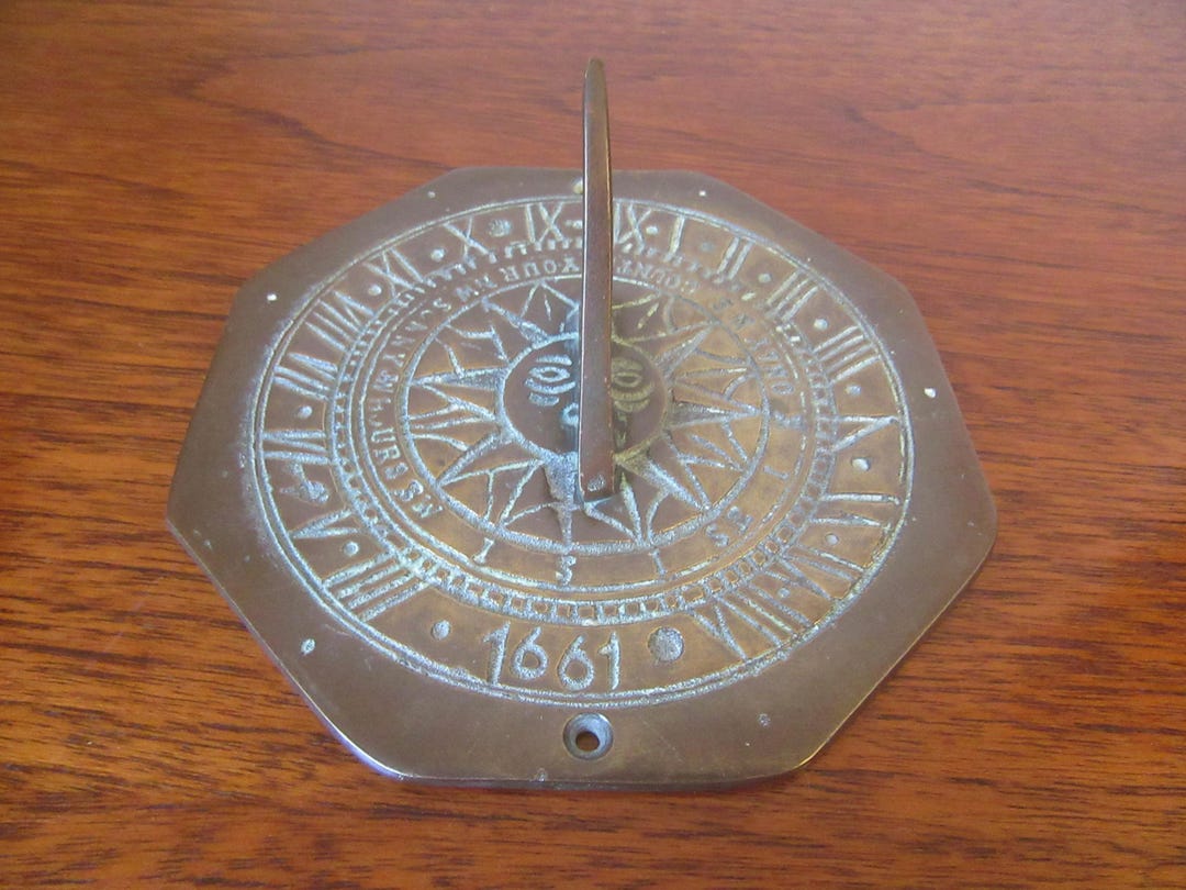 Brass Hexagonal Sundial. Roman Numerals Around the Edge "only Count ...