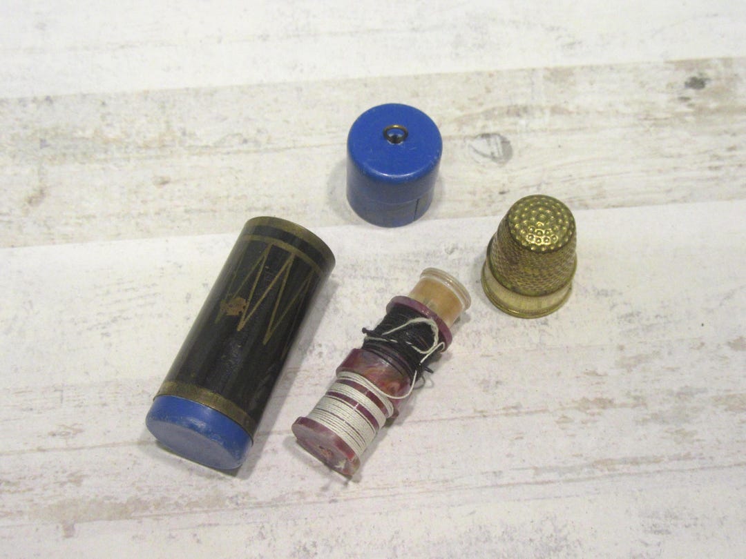 Vintage Etui Needle Cases With Thimbles. Gold-tone/brass Ornately ...