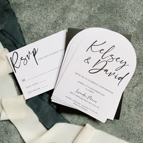 Arch Cut Modern Wedding Invitation Boho Arch Shape Wedding | Etsy