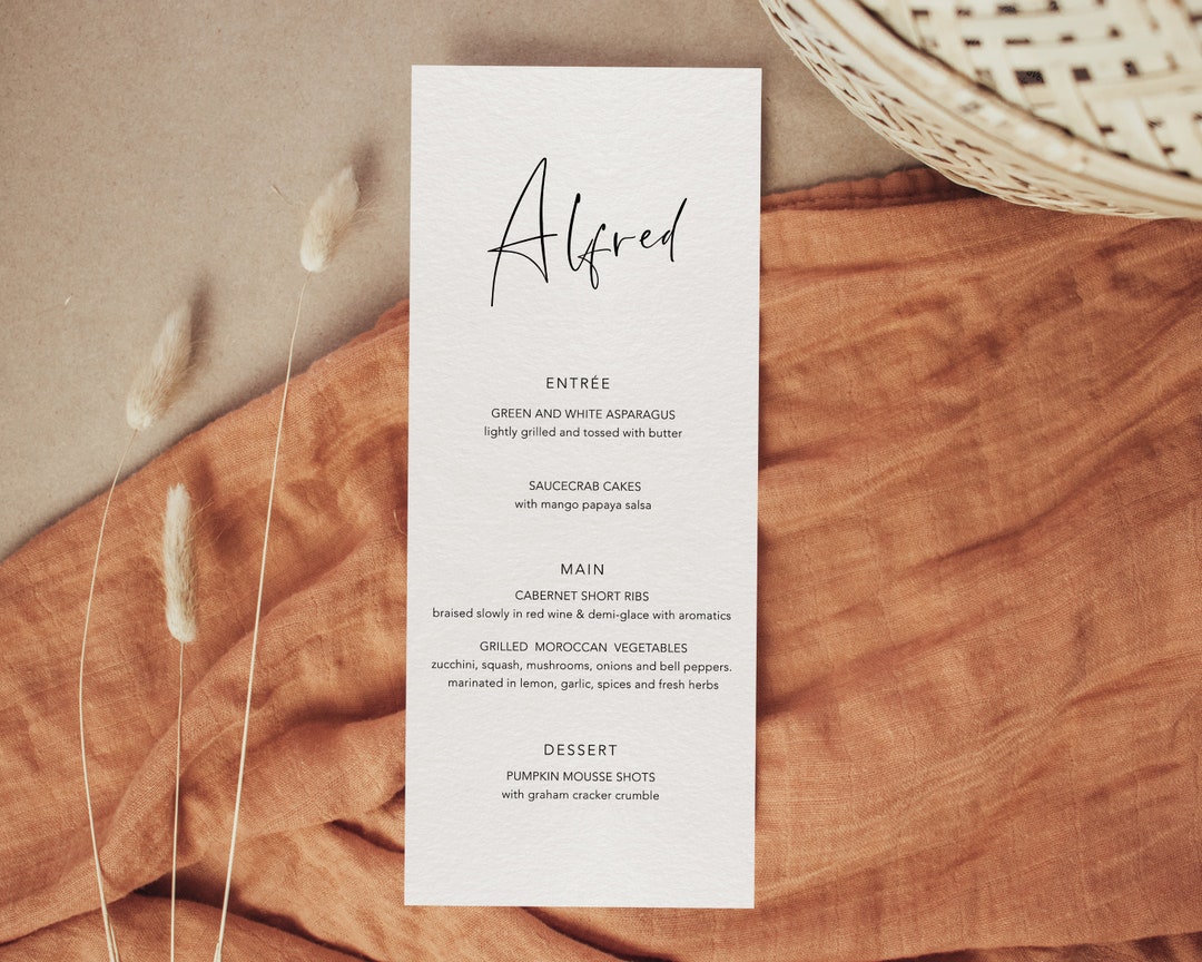 Personalized Menu With Guest Names, Matte Nude Modern Minimal ...