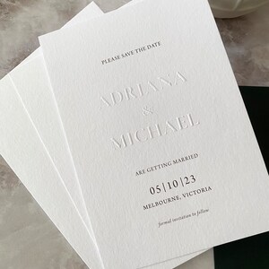 Blind Emboss Save the Date, Modern Letterpress Wedding Invitation ...
