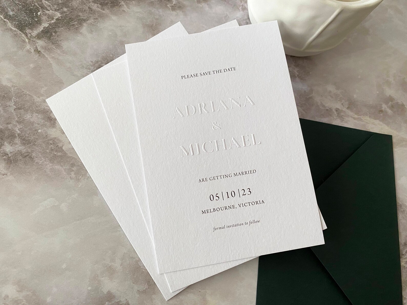 Blind Emboss Save the Date, Modern Letterpress Wedding Invitation ...