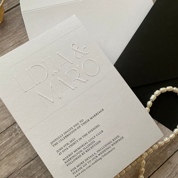 Embossed Wedding Invitations - Etsy