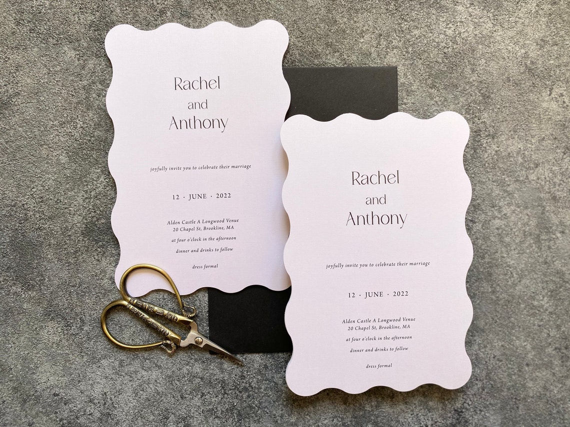 Printed Wave Shape Modern Invitation Arch Wavy Cut Minimalist - Etsy