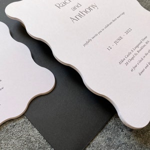 Wave Edge Wedding Invitation, Minimalist Modern Arch, Black & Nude - Etsy