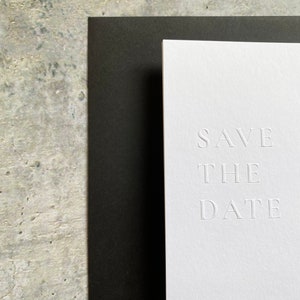 Embossed Save the Date Card: Minimalist Letterpress Wedding Invitation ...