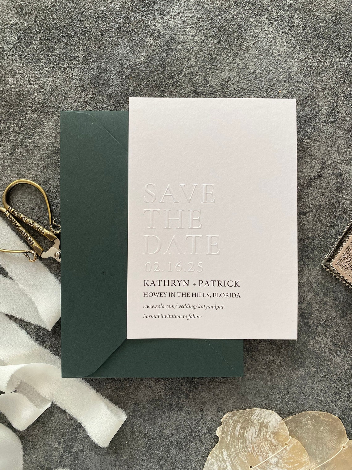Emboss Save the Date Card, Modern Embossed Invitation - Etsy