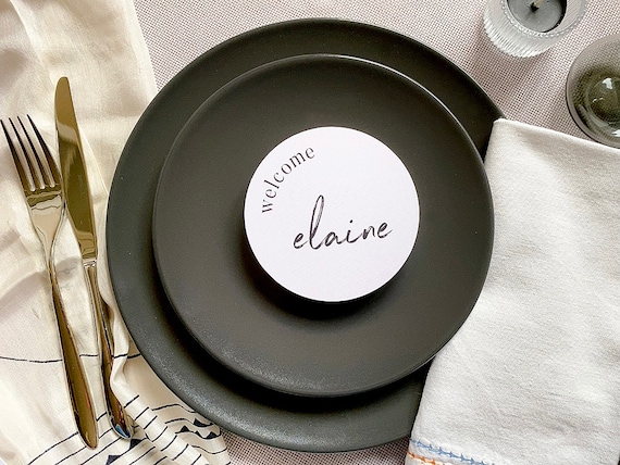 Personalized Round Place Cards Circle Place Cards - Etsy
