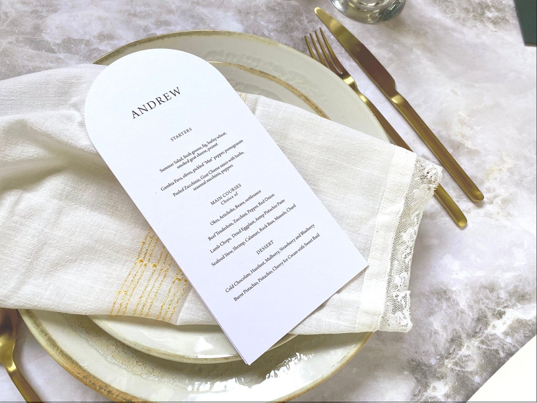 Minimalist Arch Wedding Menu Personalized Printed Modern - Etsy