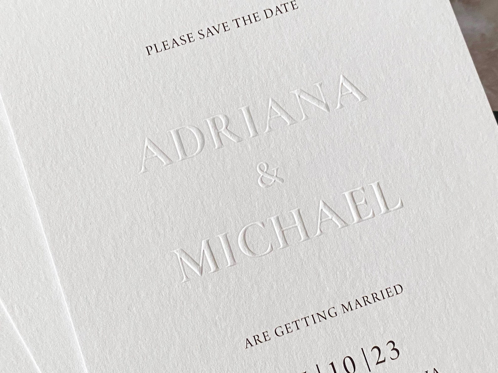 Blind Emboss Save the Date, Modern Letterpress Wedding Invitation ...