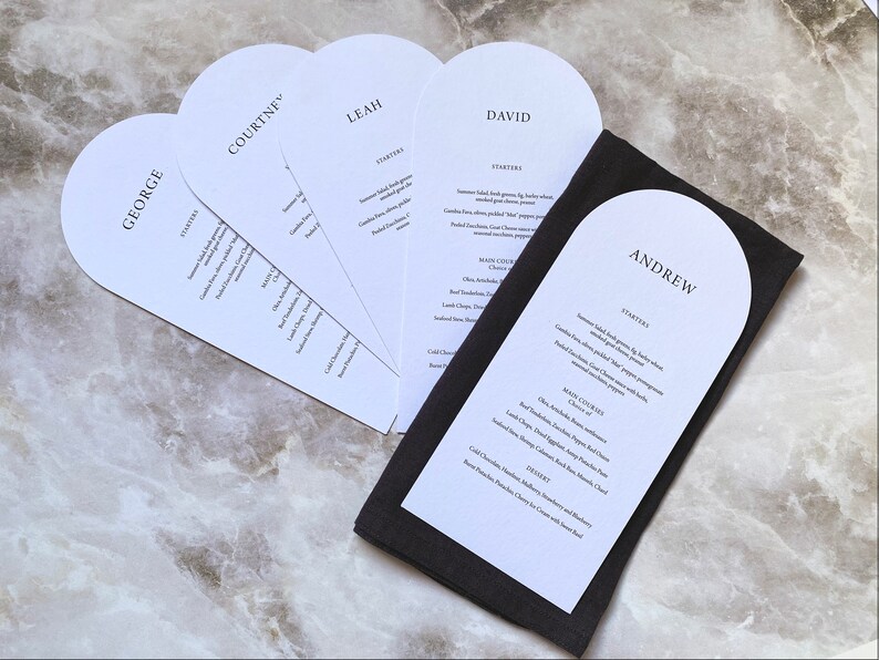 Arch Wedding Menu: Personalized Modern Dinner Table Decor - Etsy