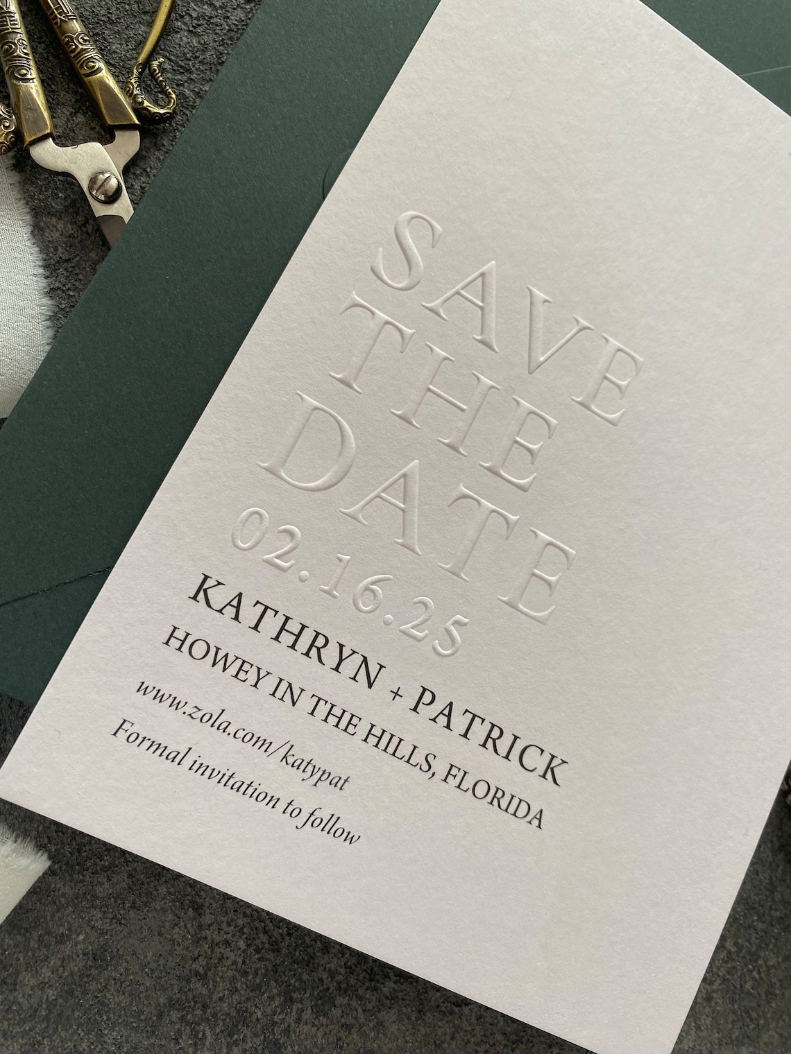 Emboss Save the Date Card, Modern Embossed Invitation - Etsy
