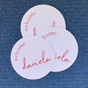 Personalized Round Place Cards, Circle Place Cards, Personalised Modern ...