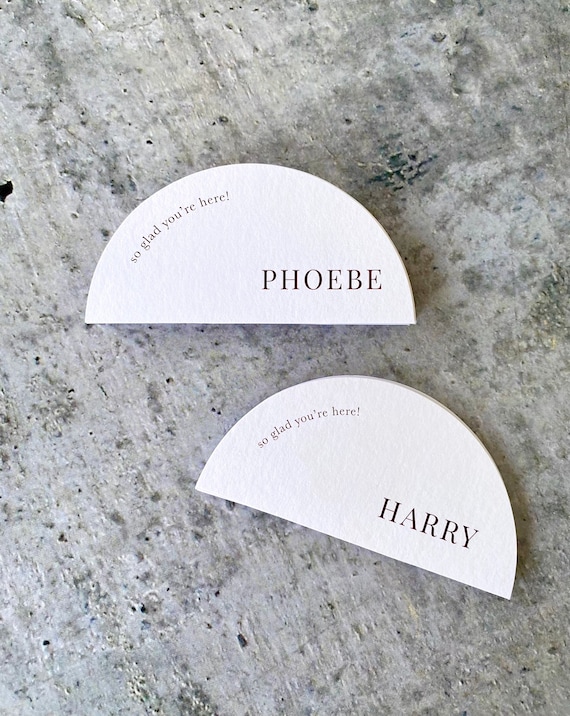 Half Circle Place Cards Modern Script Place Cards Minimalist - Etsy