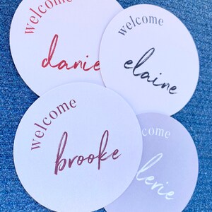 Personalized Round Place Cards, Circle Place Cards, Personalised Modern ...