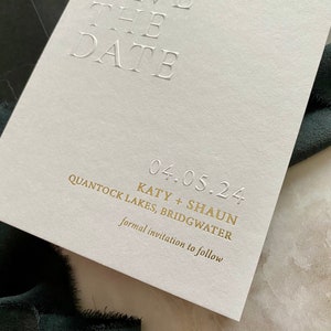 Gold Foil Save the Date Card, Blind Emboss Modern Wedding Invitation - Etsy