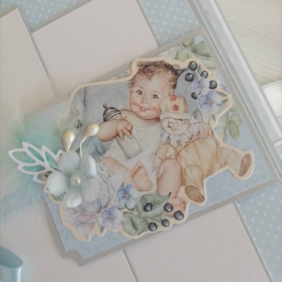 Baby Boy Mini Album / Shabby Chic Boy Scrapbook Album / | Etsy
