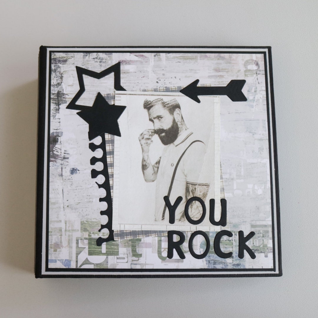 You Rock Mini Scrapbook Album Black Masculine Scrapbooking Album ...