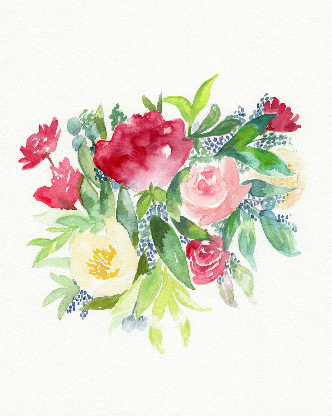 Aquarelle bouquet impression - Etsy France