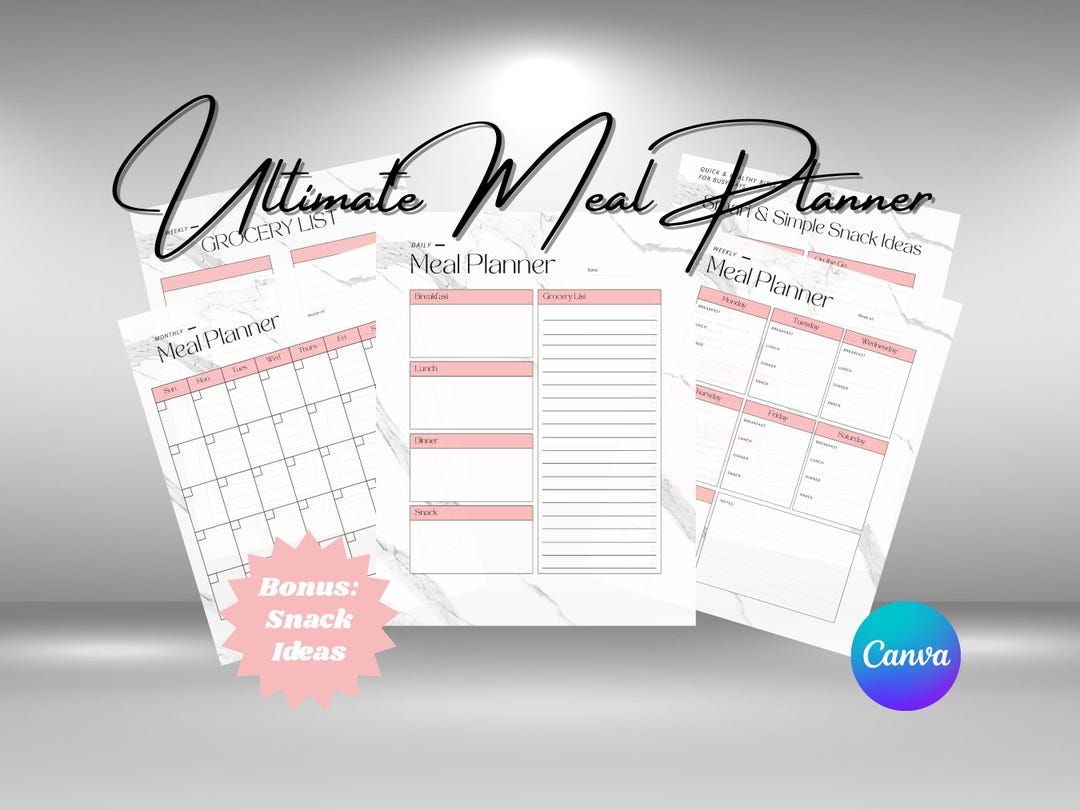 Ultimate Meal Planner Printable Bundle | Monthly Calendar, Weekly Meal ...