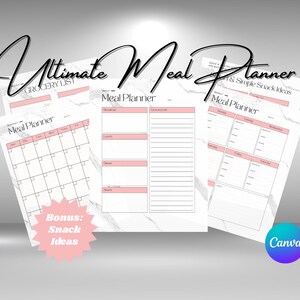Ultimate Meal Planner Printable Bundle | Monthly Calendar, Weekly Meal ...