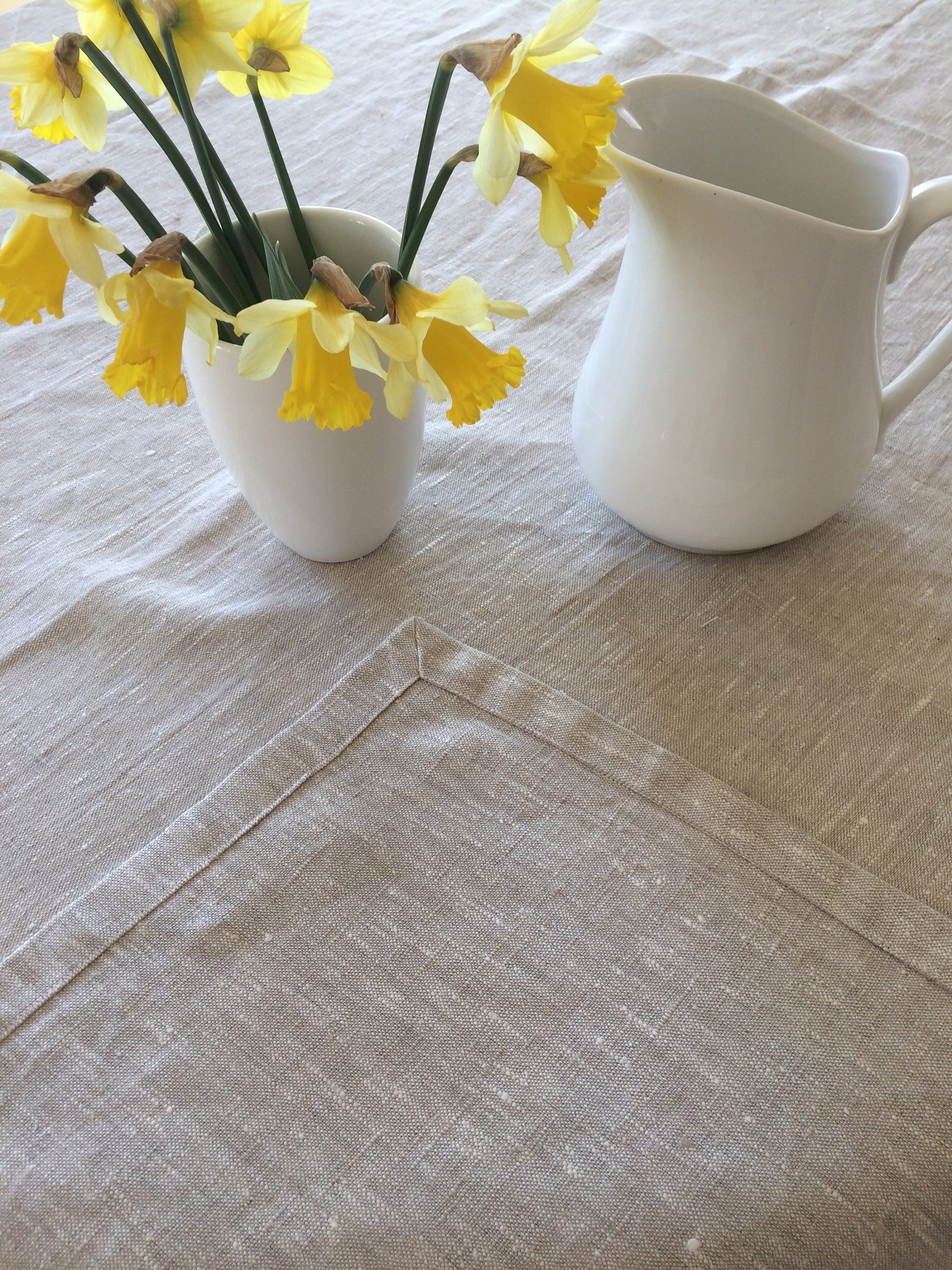 100% Linen Tablecloth, Natural Linen Tablecloth, Square tablecloth ...