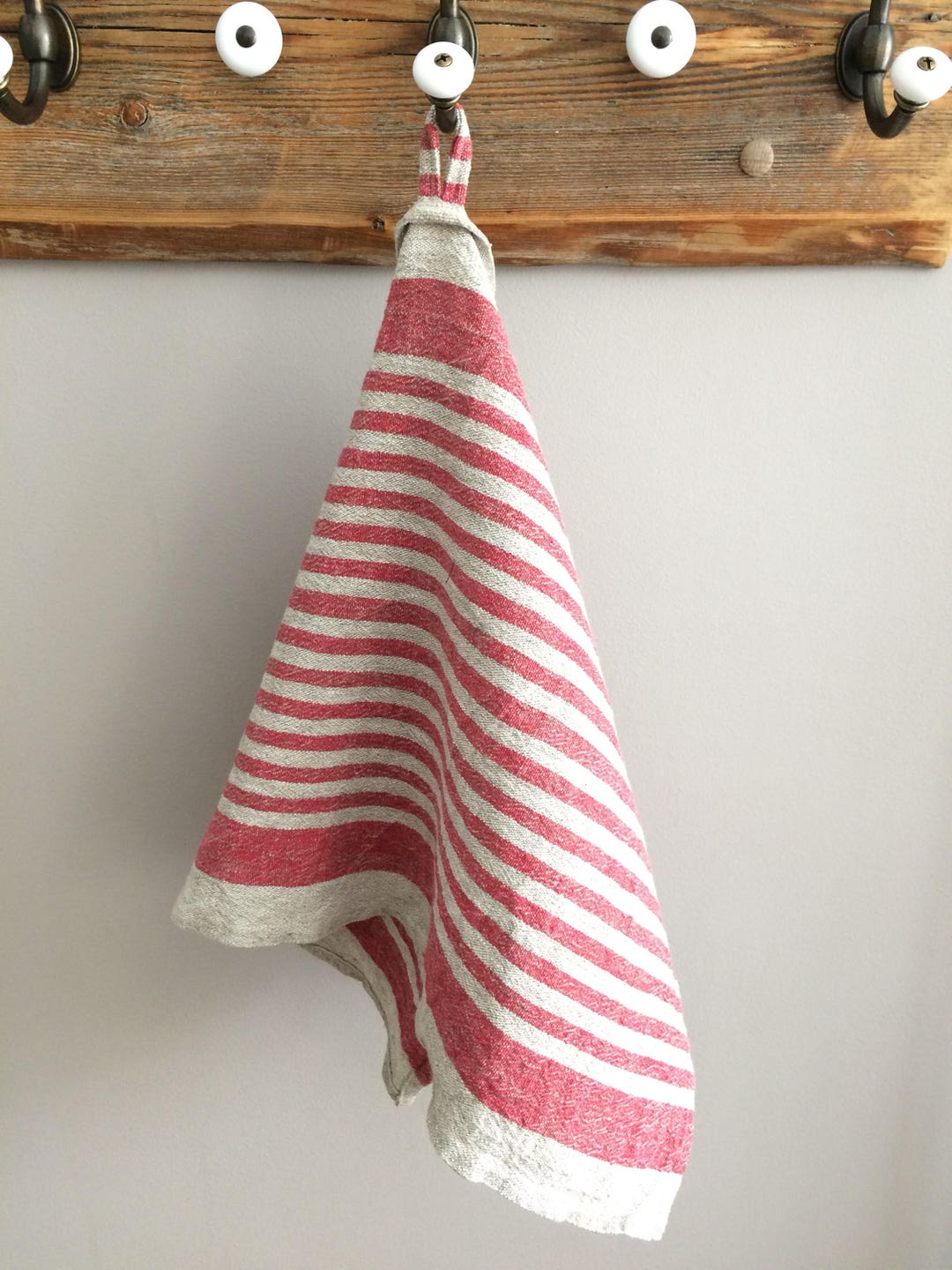 Striped Kitchen Towel Linen Tea Towel Handmade Linen Dish - Etsy
