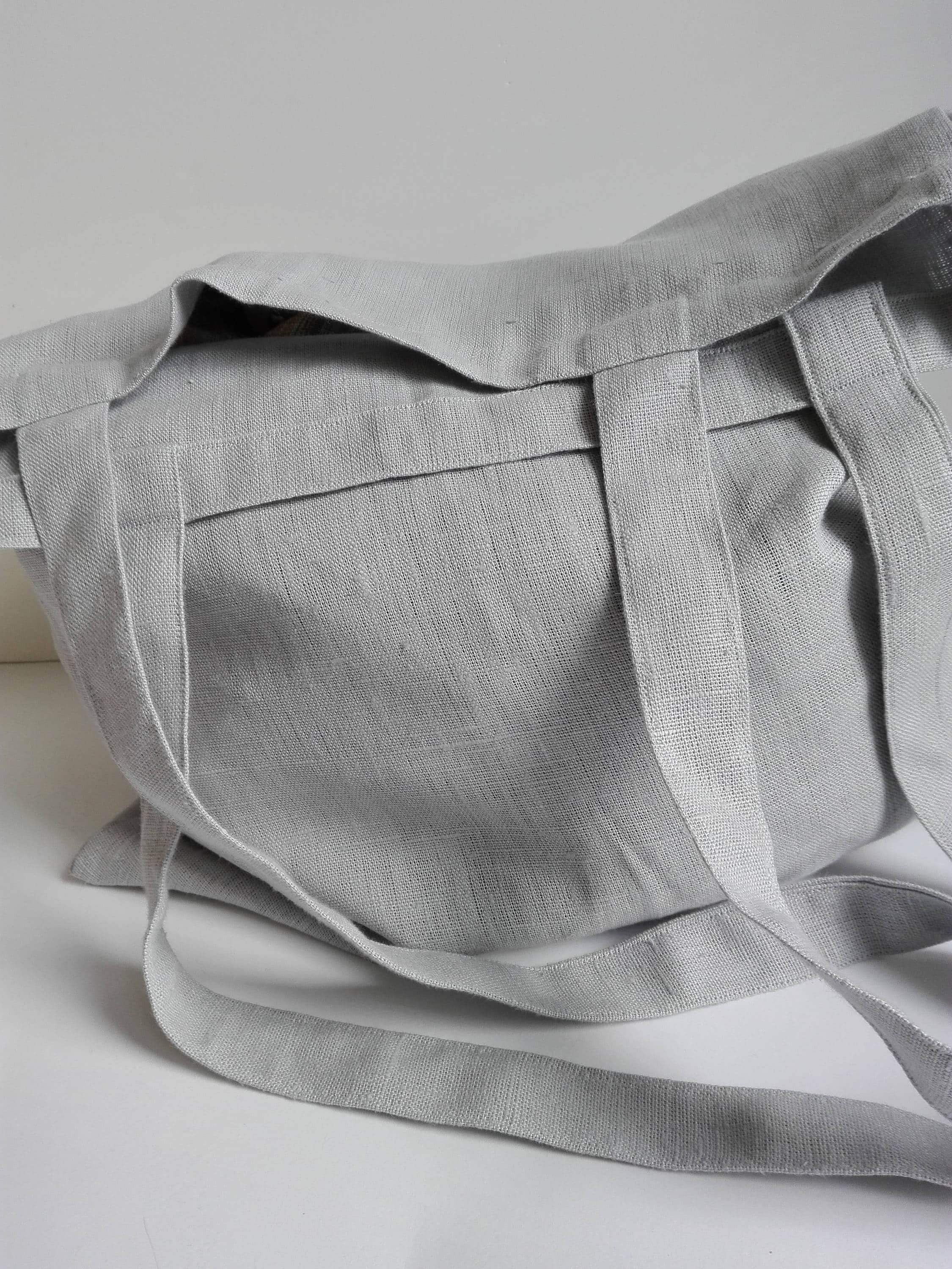 Light Gray Tote Bag, Linen Shopper Bag, Linen Bag, Linen Tote Bag ...