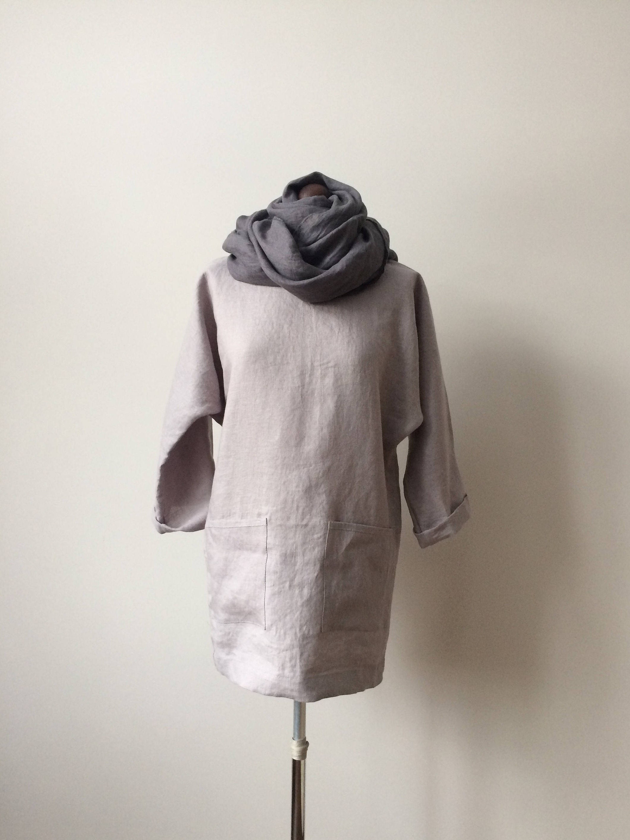 Linen Tunic, Light Gray Linen Tunic, Loose Tunic, Summer Tunic, Loose ...