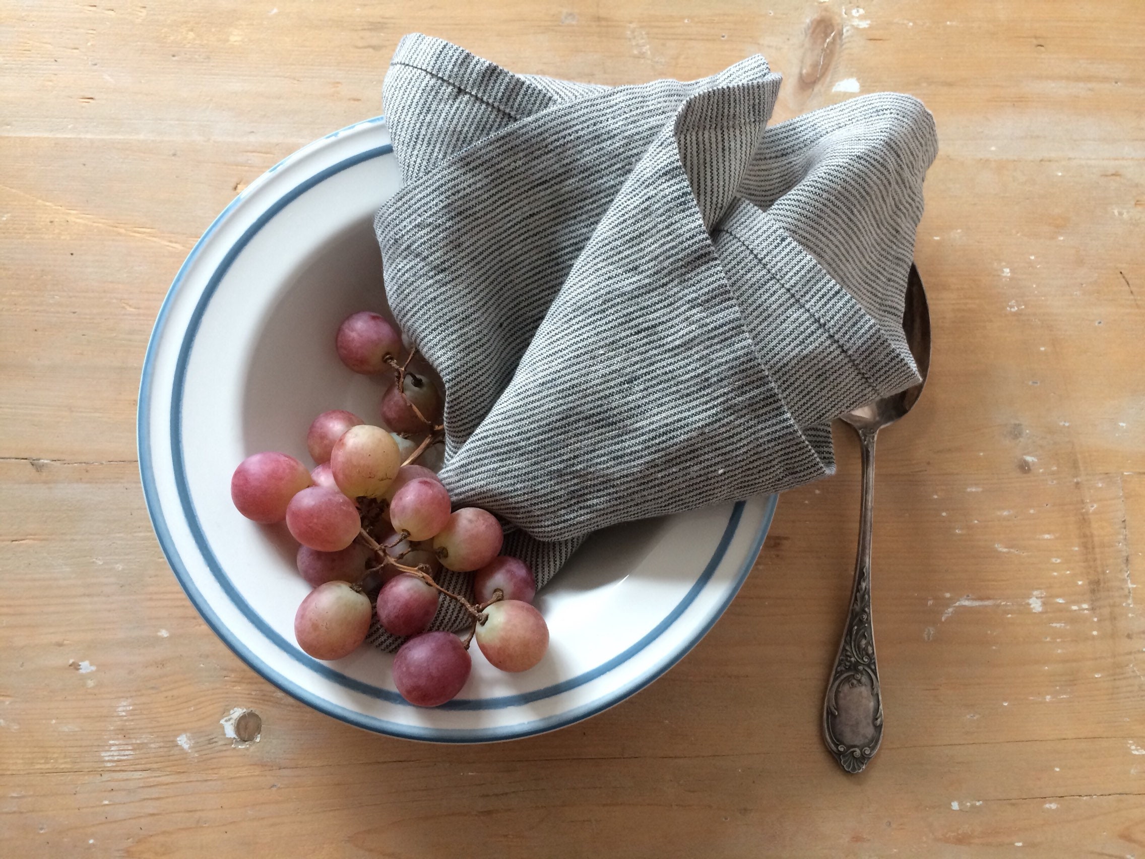 Linen Napkins, Napkins, Striped Cloth Serviette, Natural Flax Napkins ...