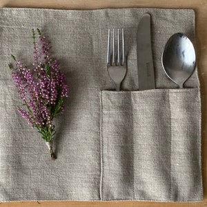 Linen Cutlery Holder, Linen Silverware Holder, Table Decoration, Linen ...