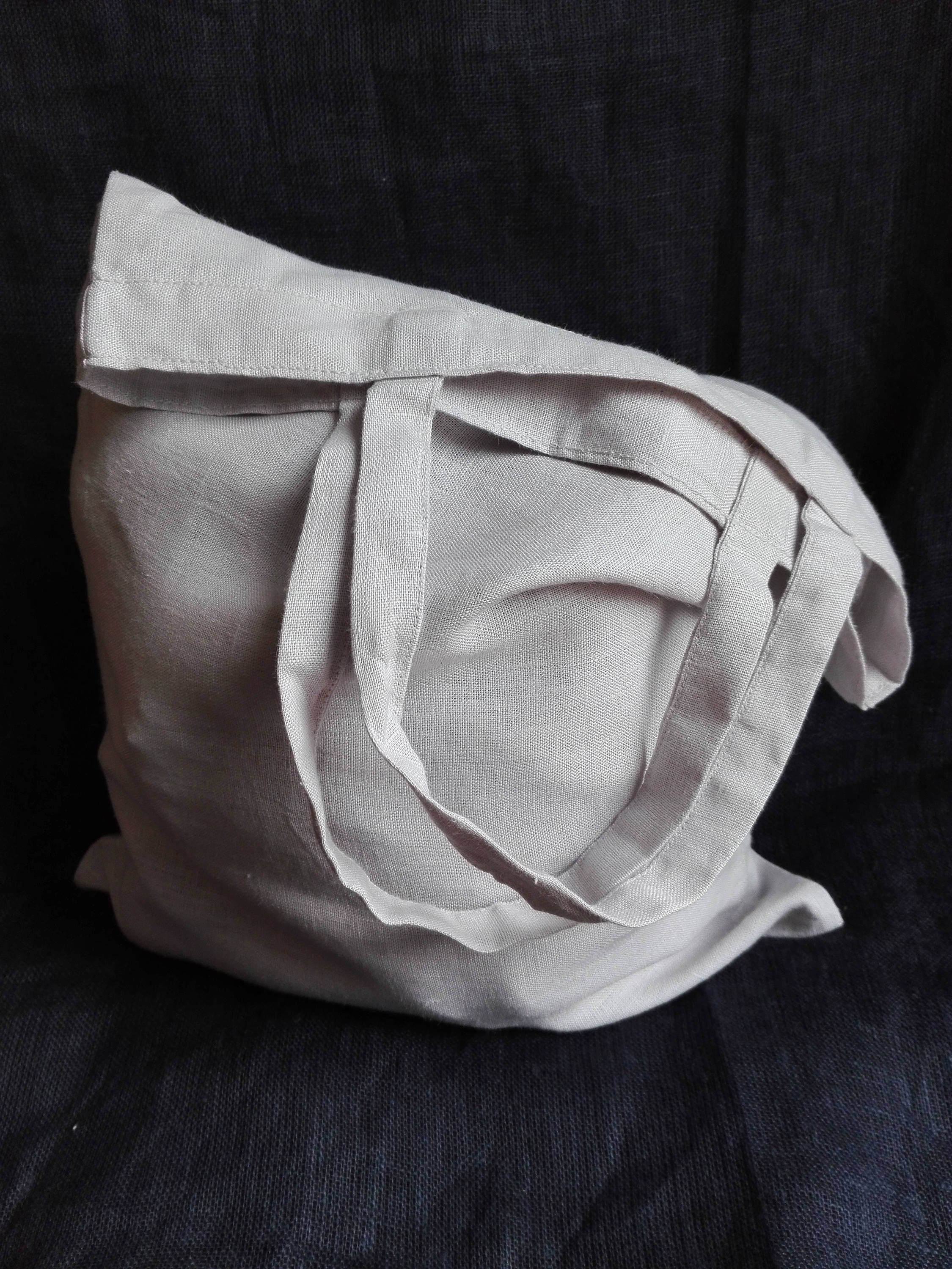 Light Gray Tote Bag, Linen Shopper Bag, Linen Bag, Linen Tote Bag ...