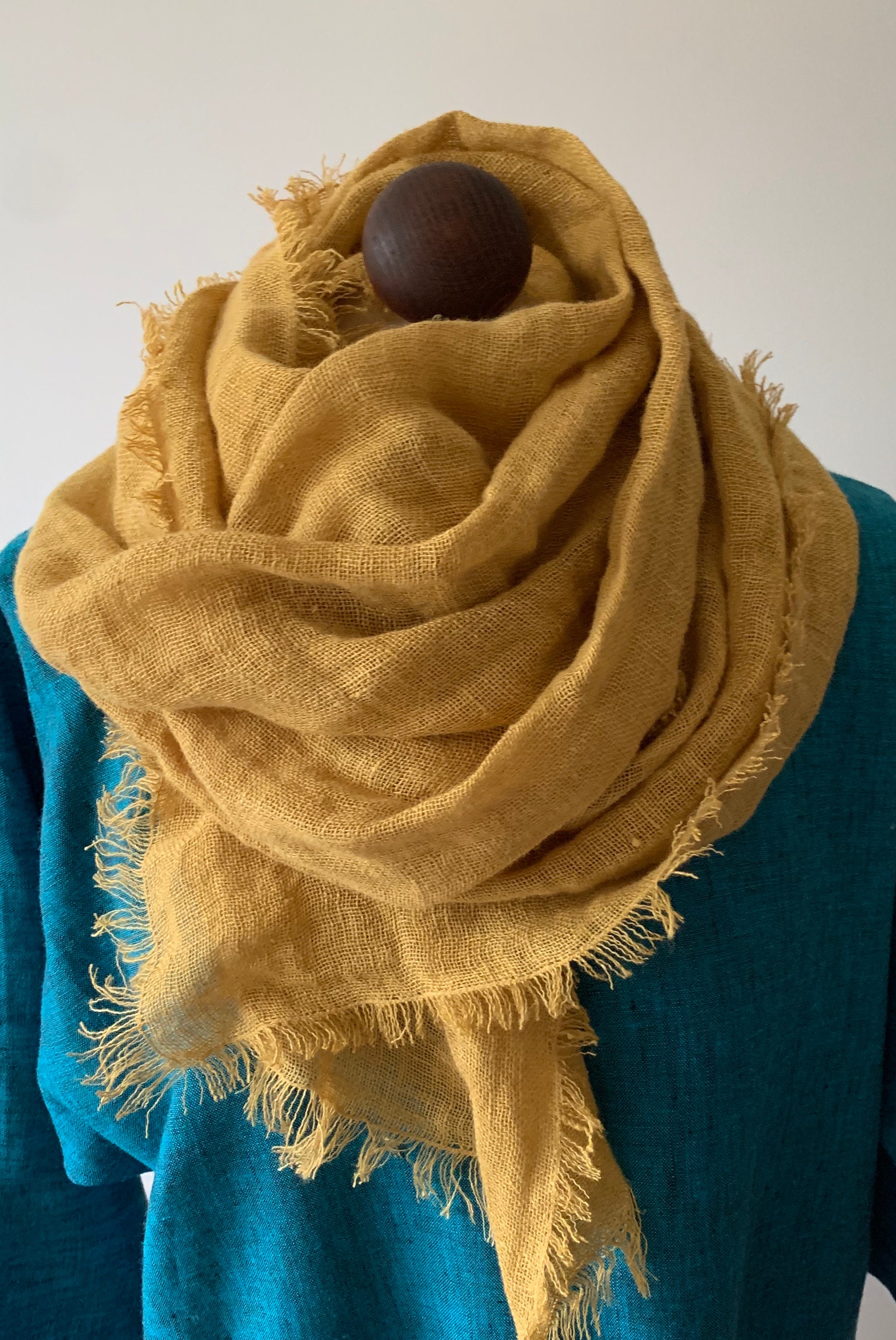 Linen Scarf, Scarf Women, Linen Shawl, Women Scarf, Light Mustard Scarf ...